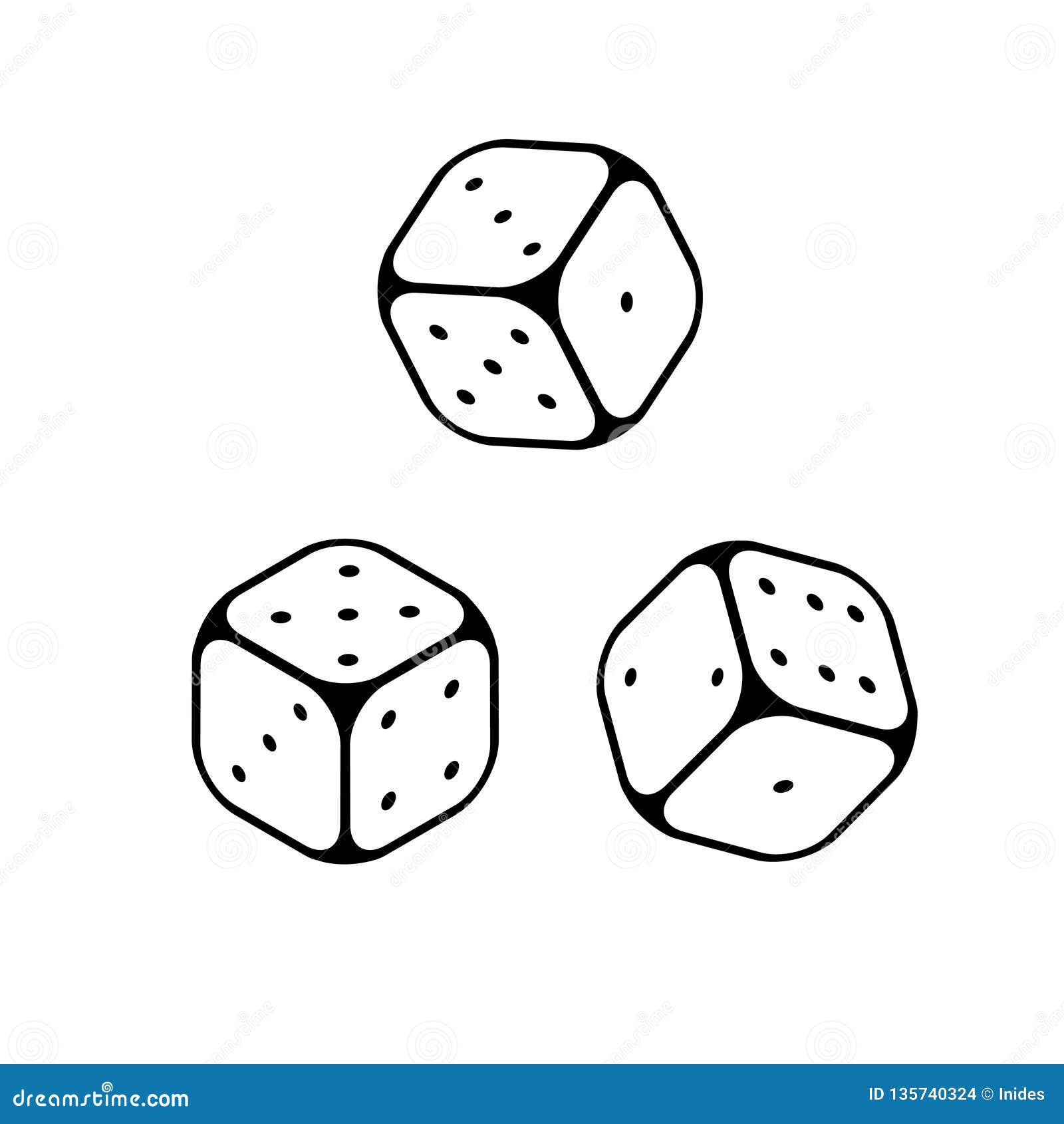Dice Line Icons Game Objects. Stock Vector - Illustration of casino ...