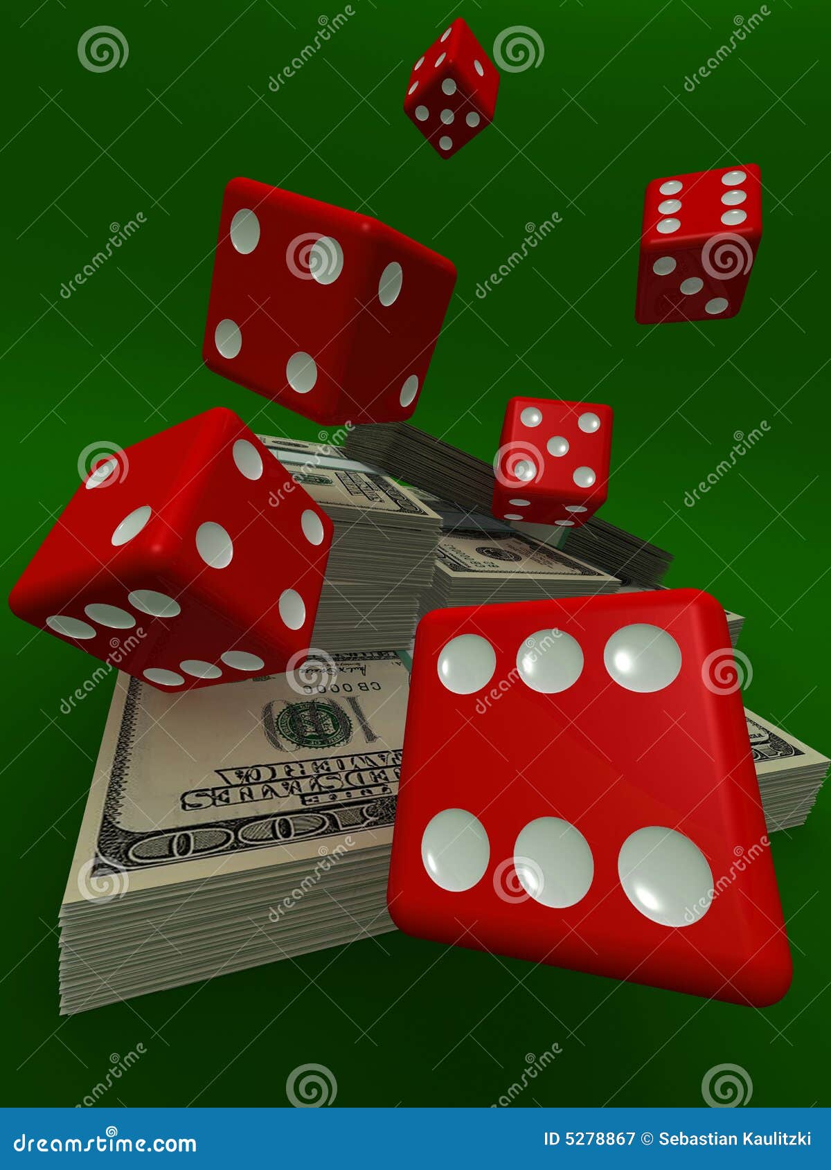 Dice and money stock illustration. Illustration of pouring - 5278867