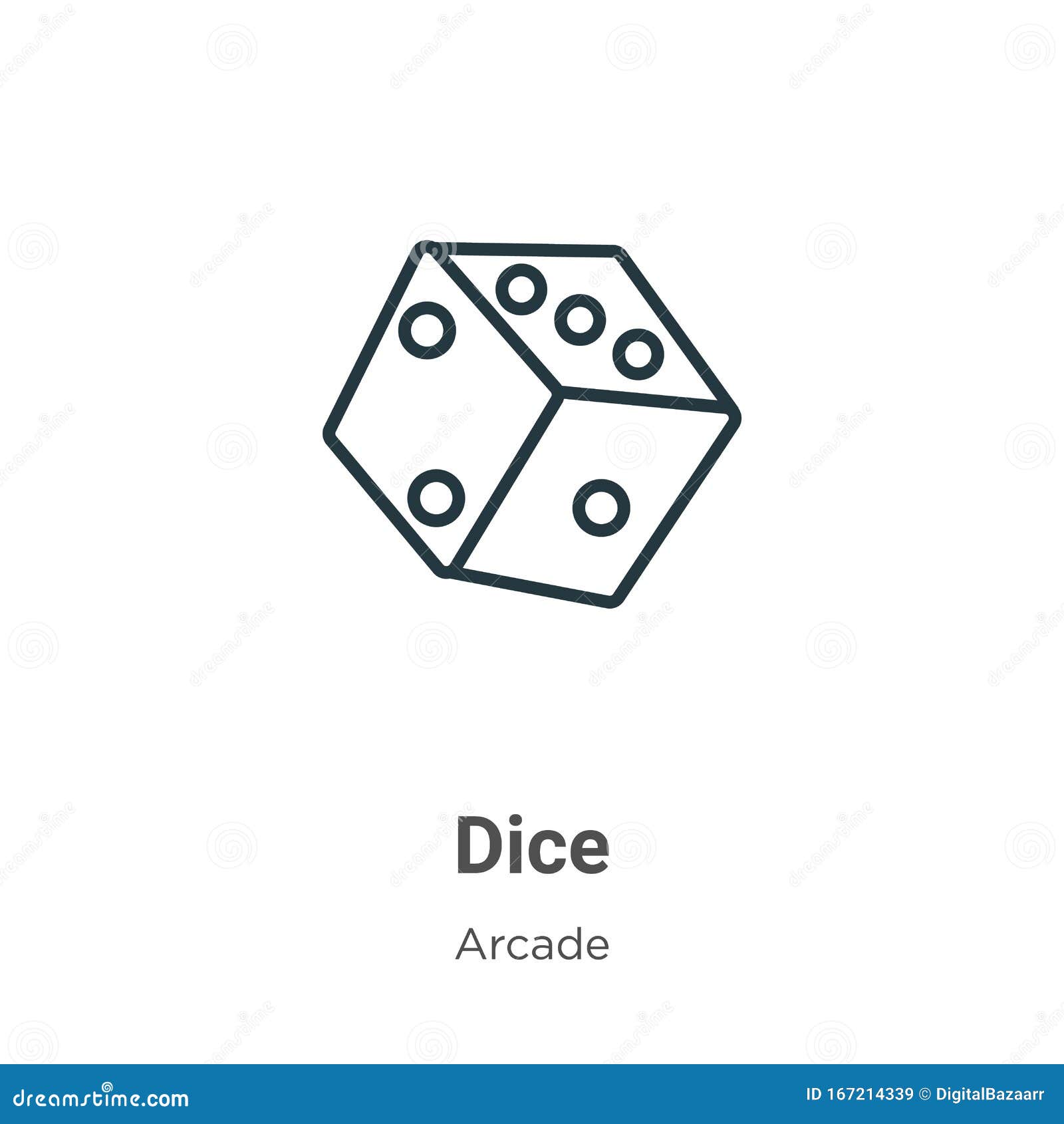 Dice Outline Vector Icon. Thin Line Black Dice Icon, Flat Vector Simple ...