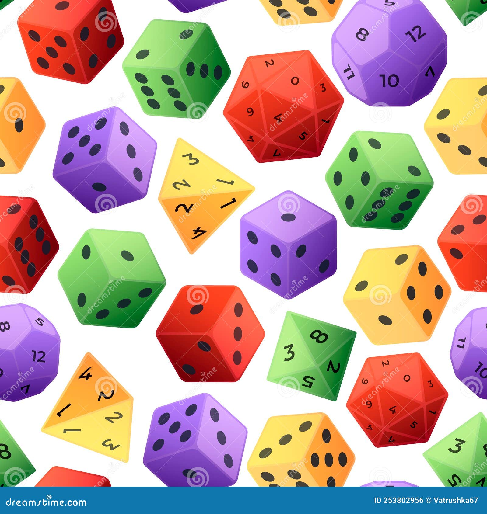 Dice Pattern. Seamless Print of Gambling and Role Playing Board Game ...