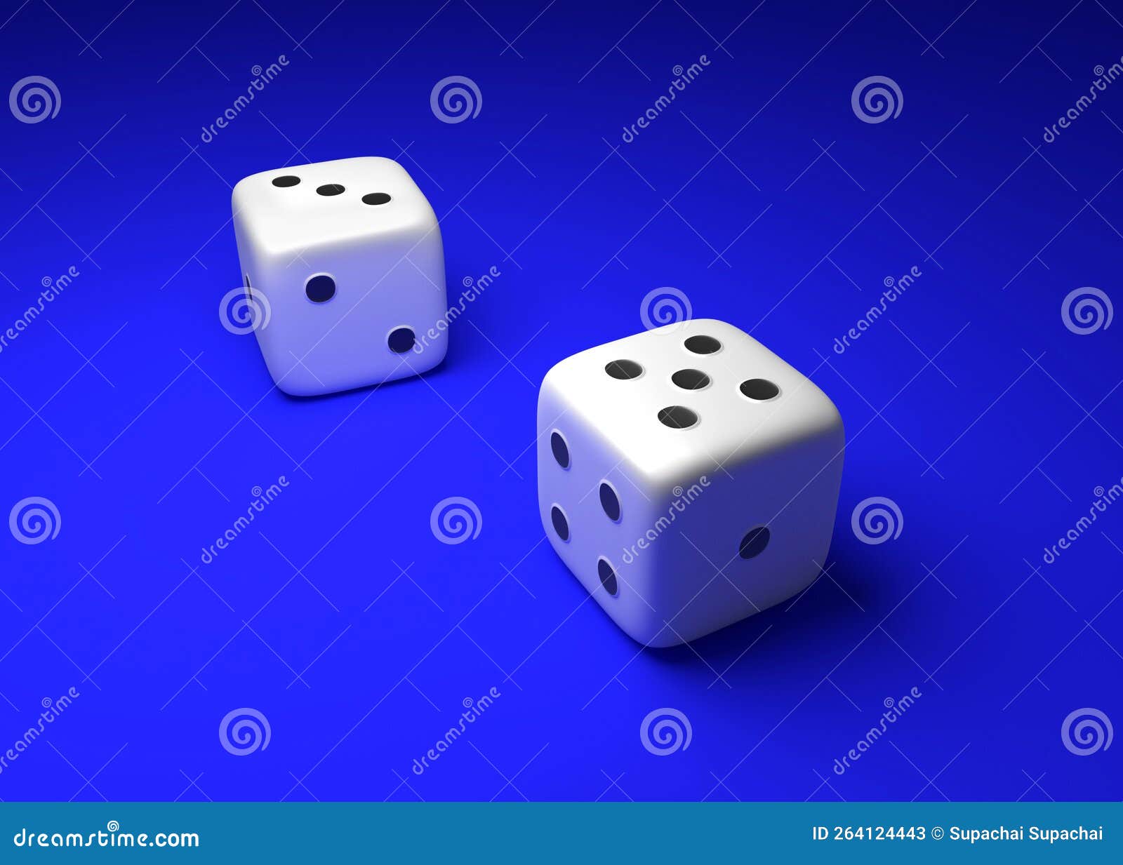 Dice Placed on Blue Background Stock Illustration - Illustration of ...