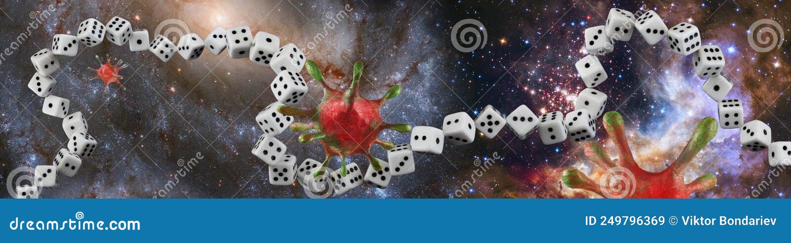 Dice Placed In The Form Of A Continuous Chain. Fantastic Space ...