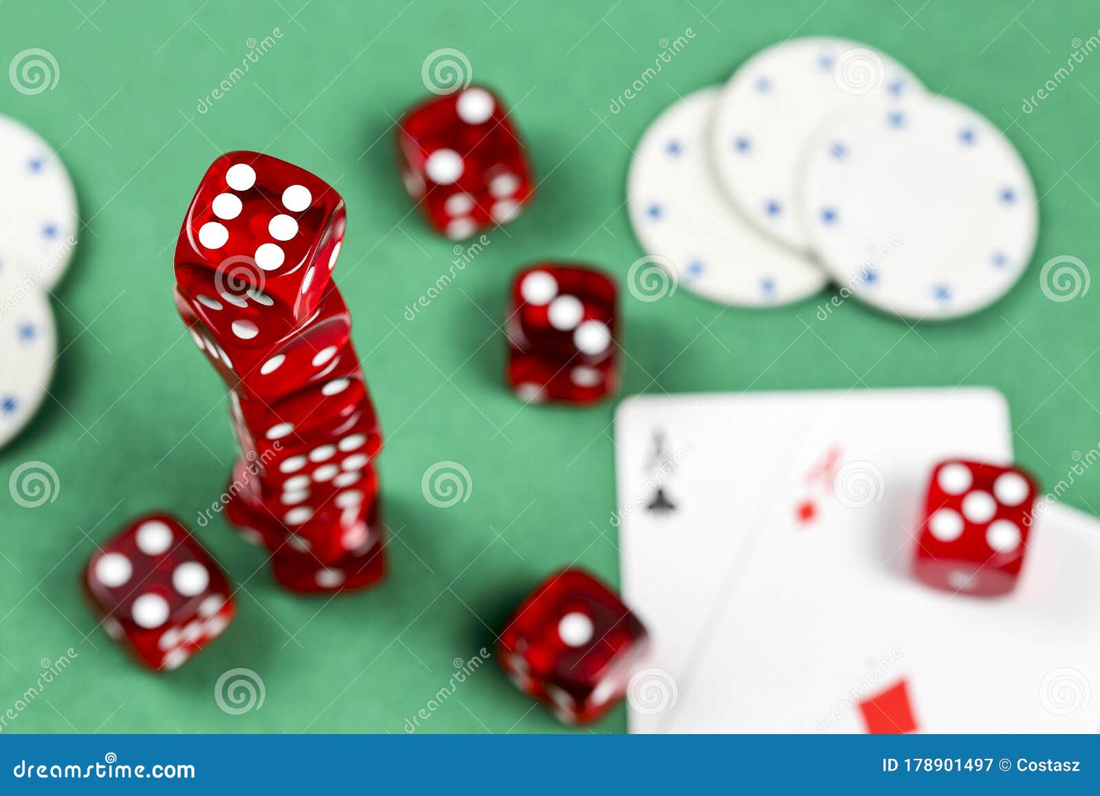 Dice and playing cards stock image. Image of blackjack - 178901497