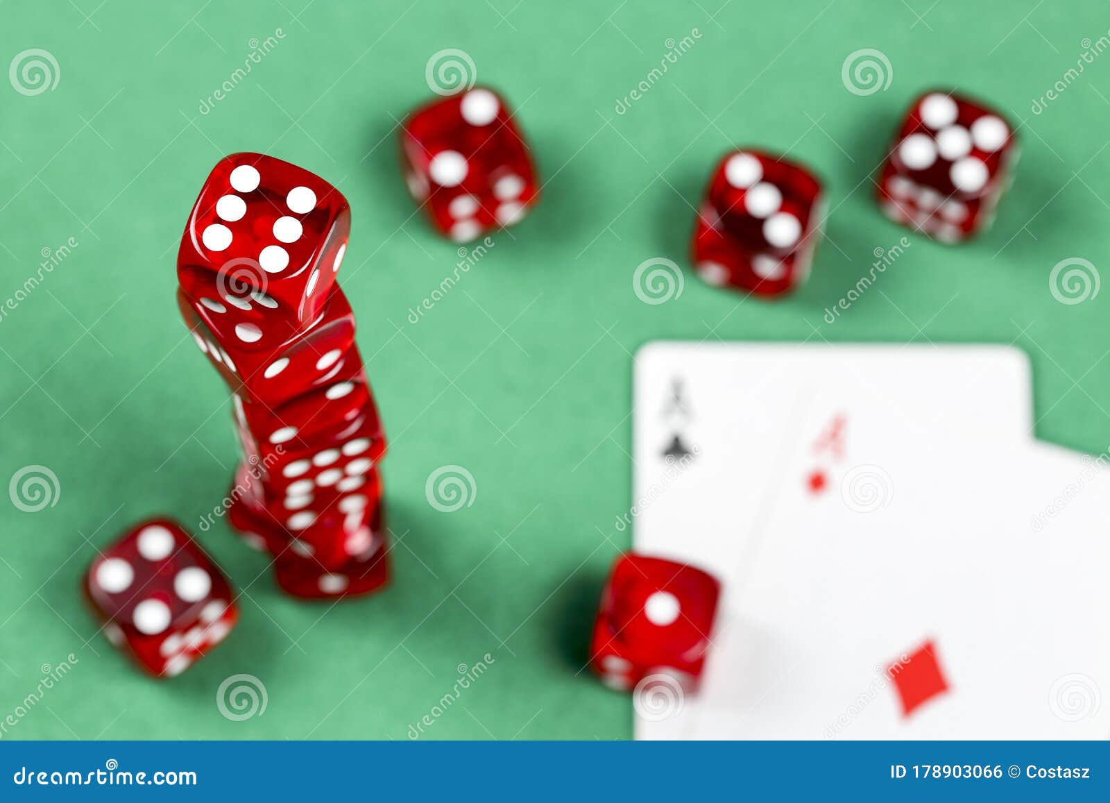 Dice and playing cards stock photo. Image of objects - 178903066