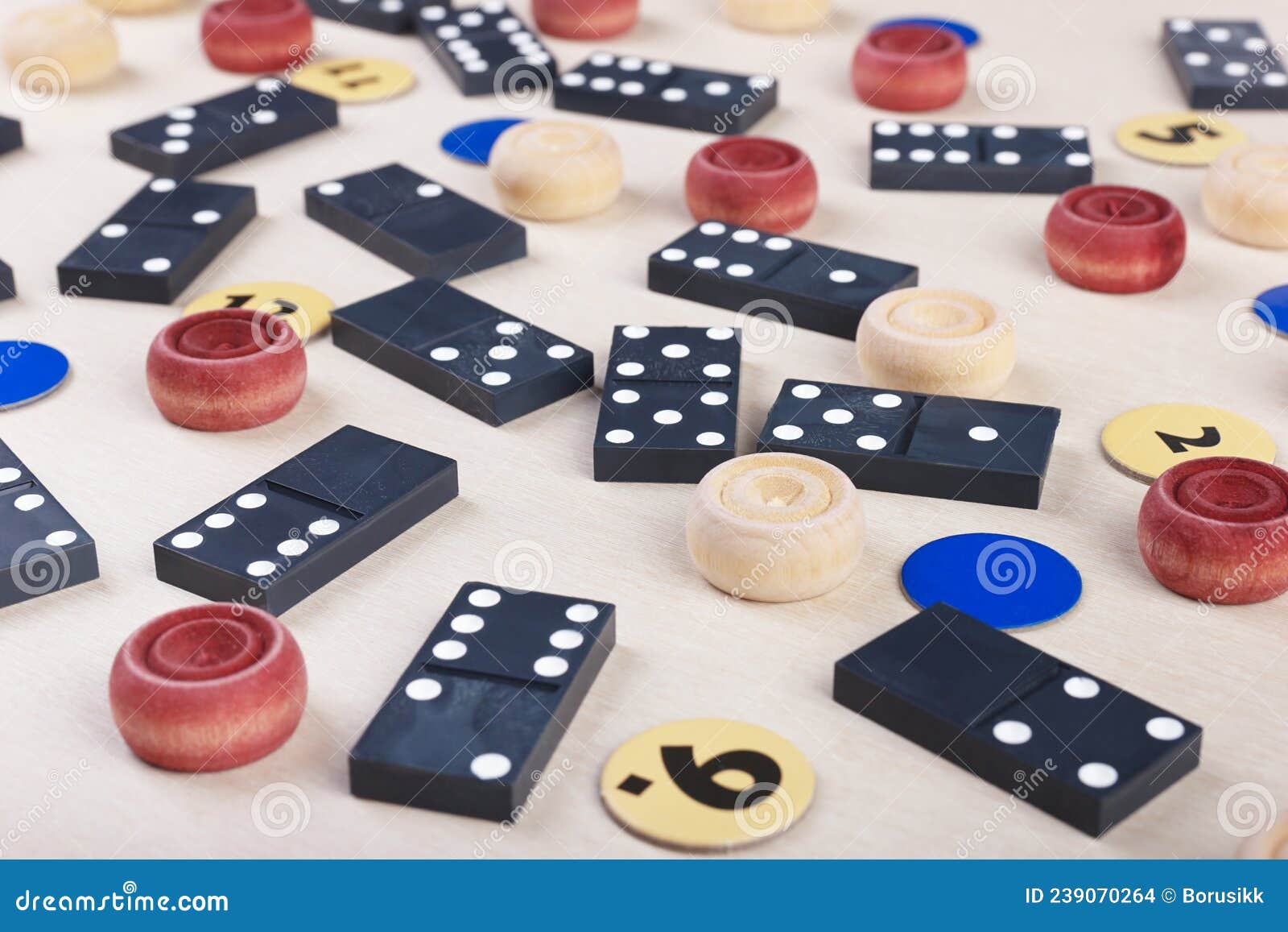 Dice for Playing Dominoes, Chips and Checkers for Board Games on Table ...