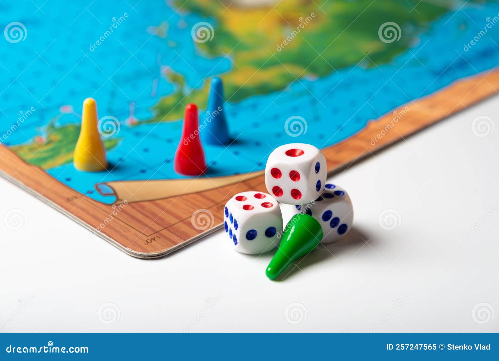 Dice on the Playing Field of the Board Game Stock Image - Image of ...
