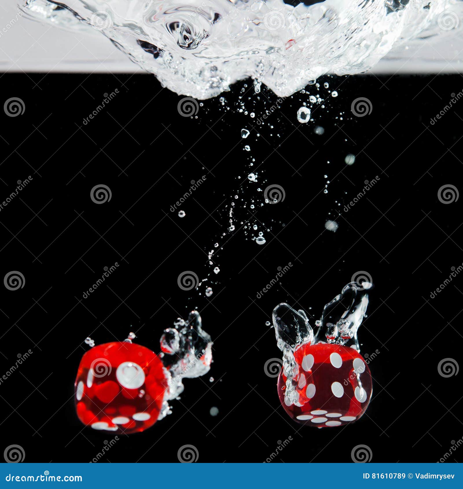 Dice playing in the water stock image. Image of leisure - 81610789