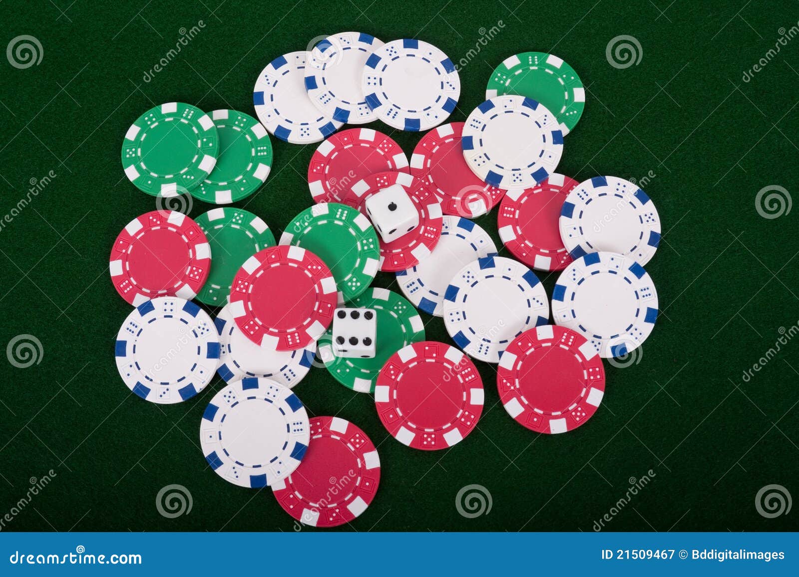 Dice on Poker Chips stock image. Image of entertainment - 21509467