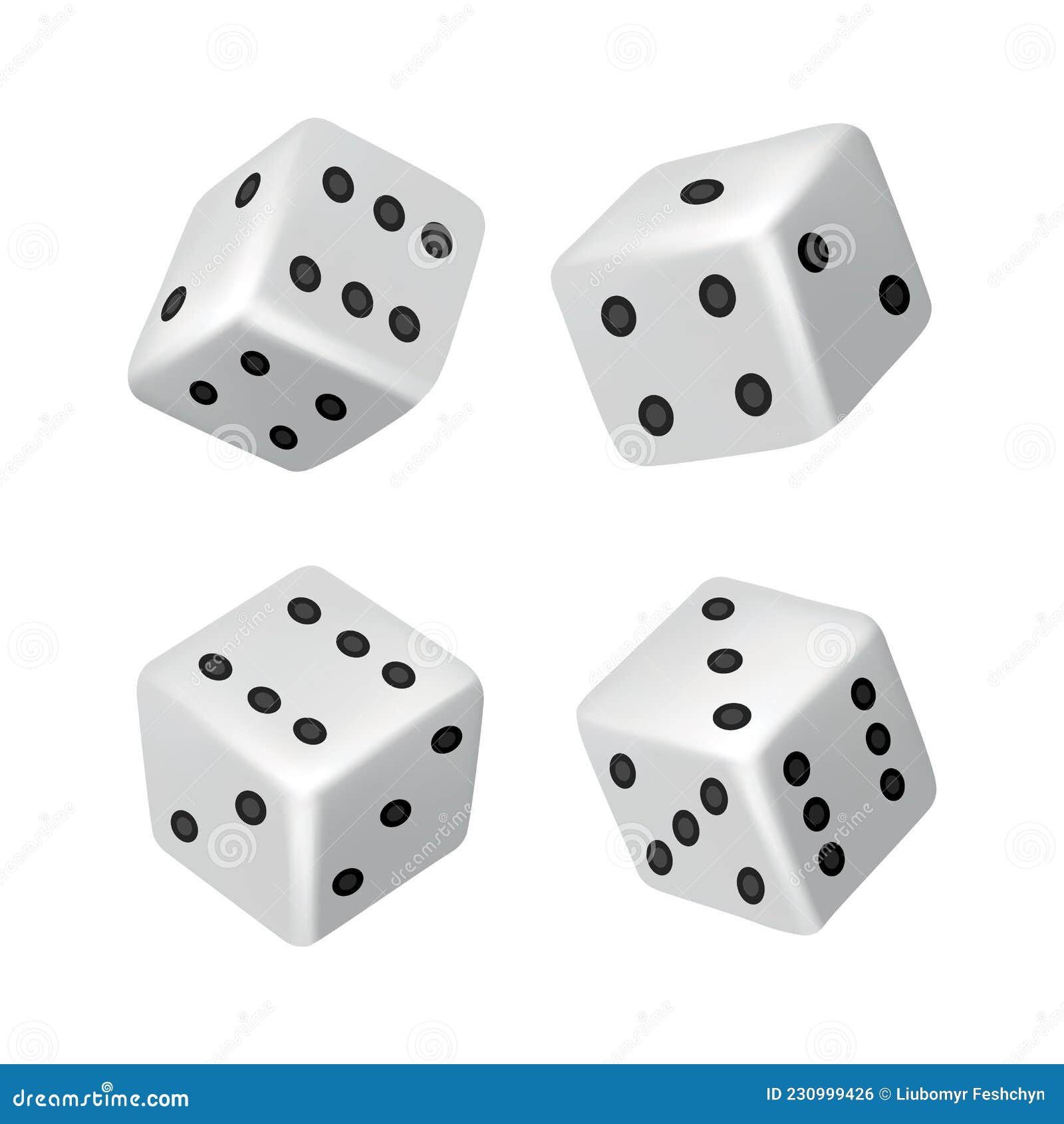 Dice - Realistic White Cubes With Random Numbers Of Black Dots Or Pips ...