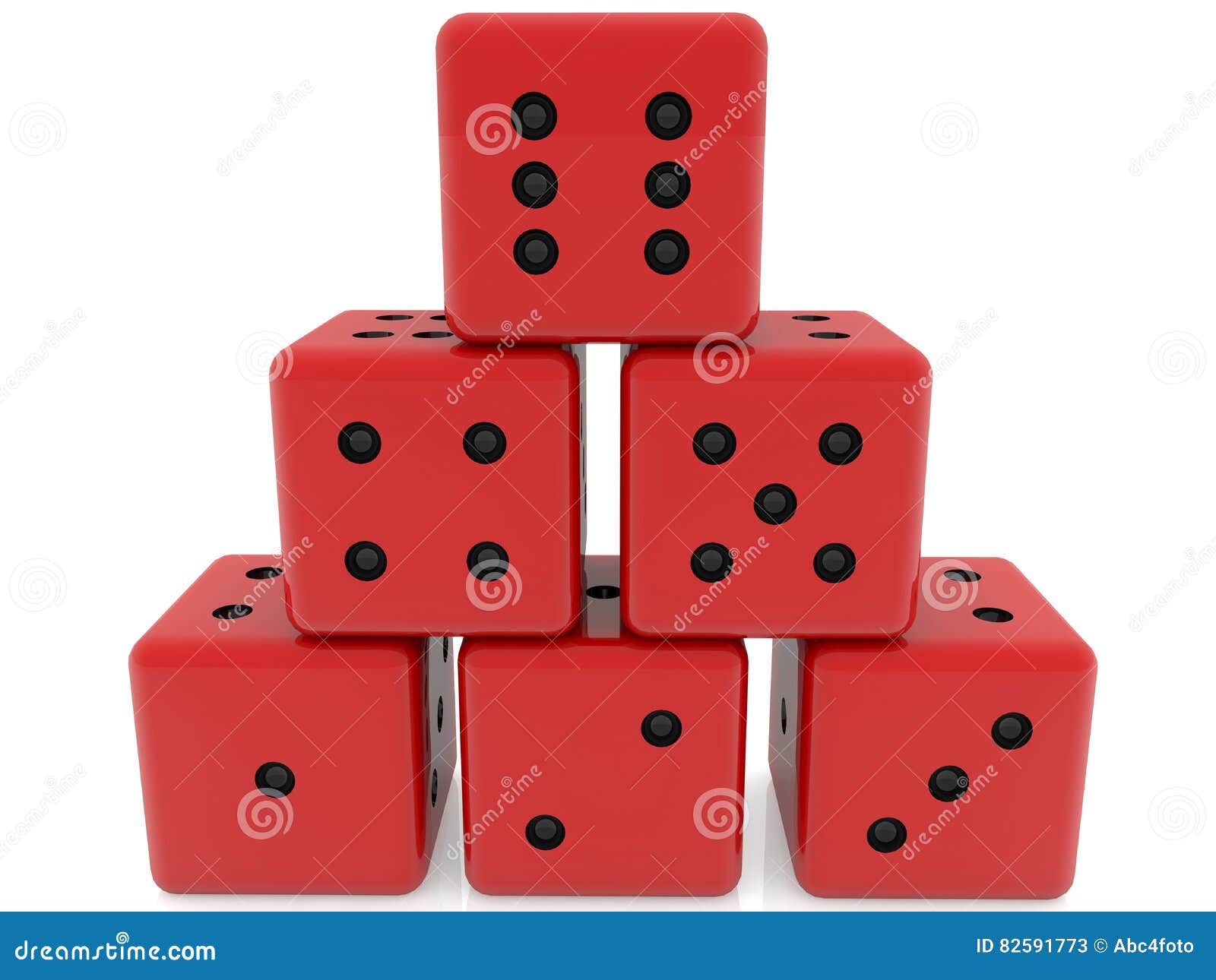 Dice In Red Color Stacked In Pyramid Royalty-Free Stock Photo ...