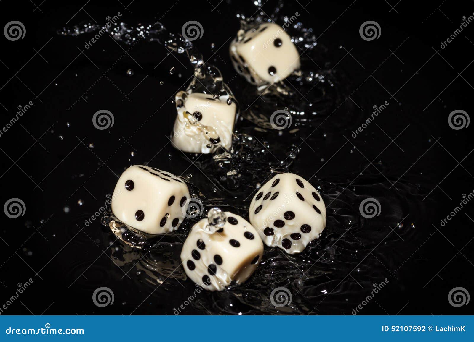 Dice Rolled in Water stock photo. Image of randomness - 52107592