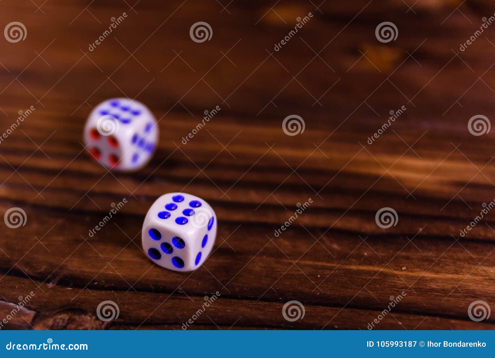 Dice on a Wooden Table. Gamble Concept Stock Image - Image of desk ...
