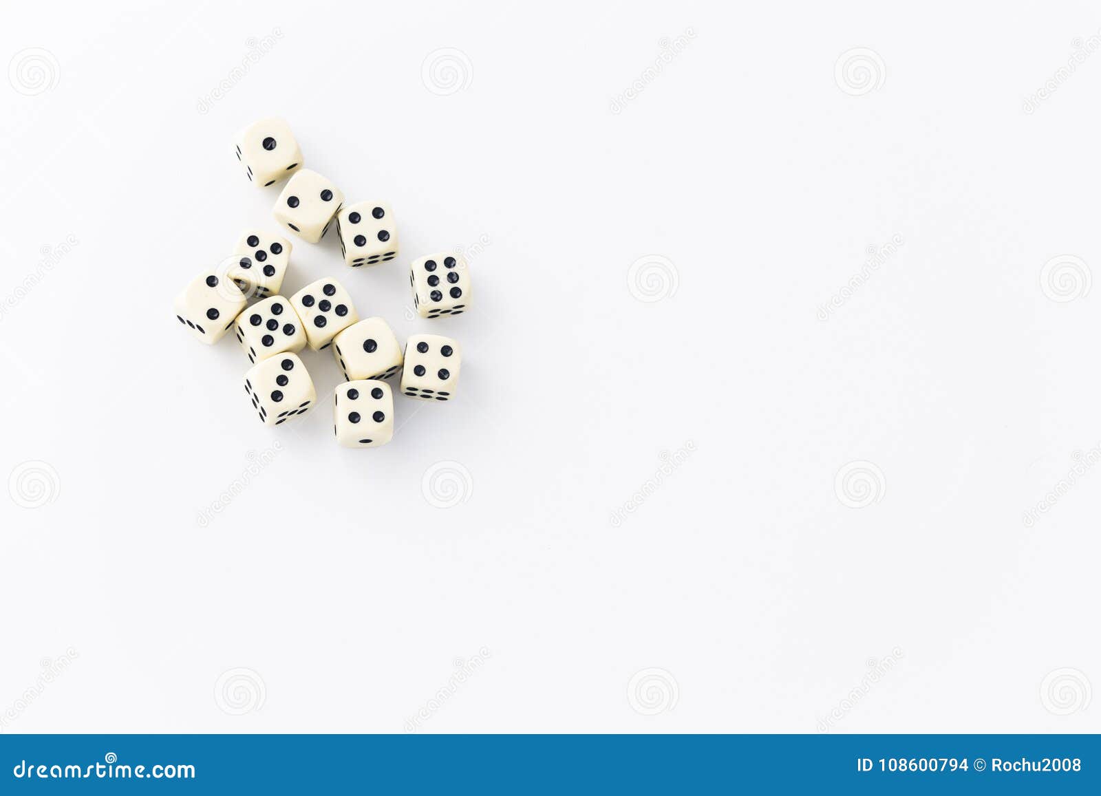 Dice Scattered on a Light Background Stock Photo - Image of scattered ...
