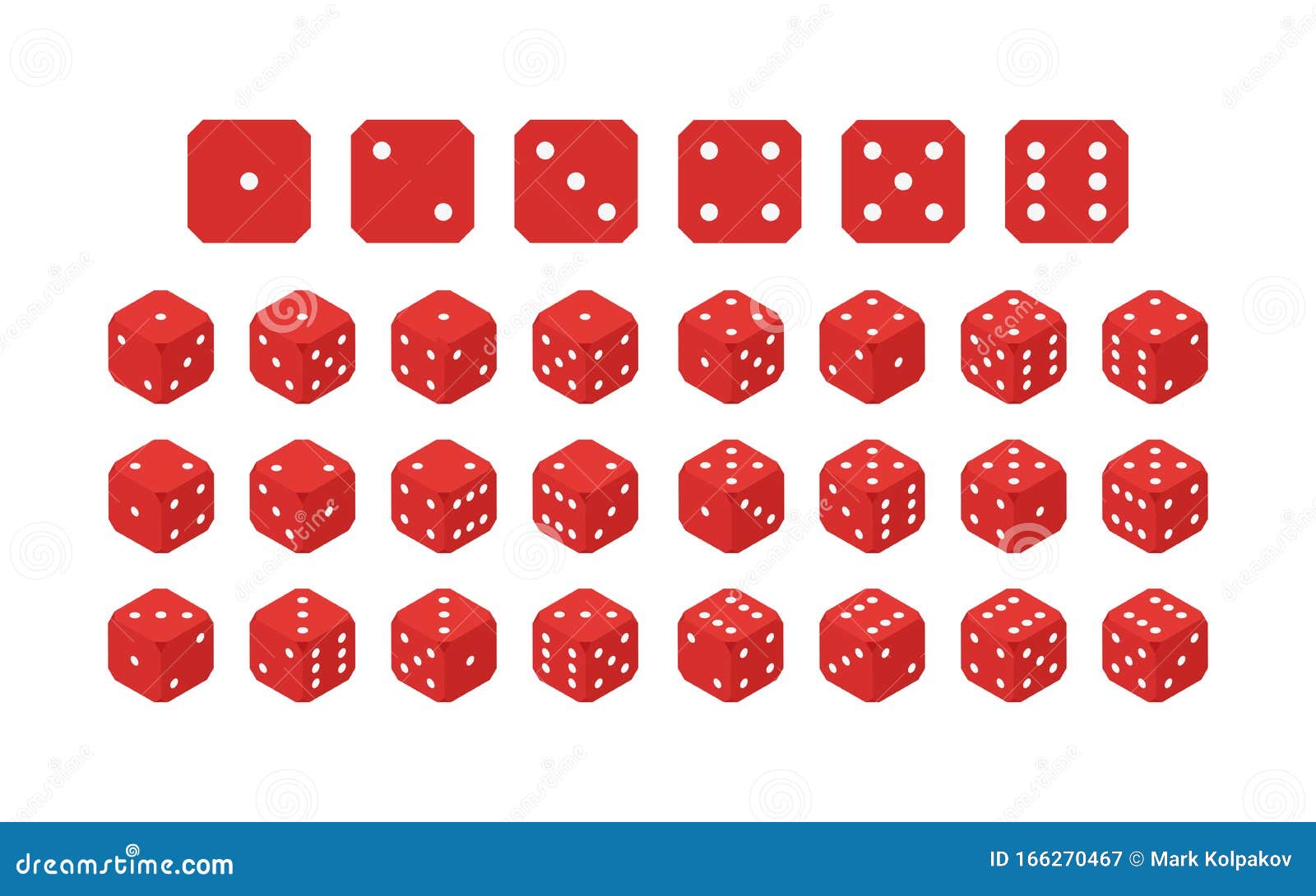 Dice Set in Flat Isometric Style, Vector Stock Illustration ...