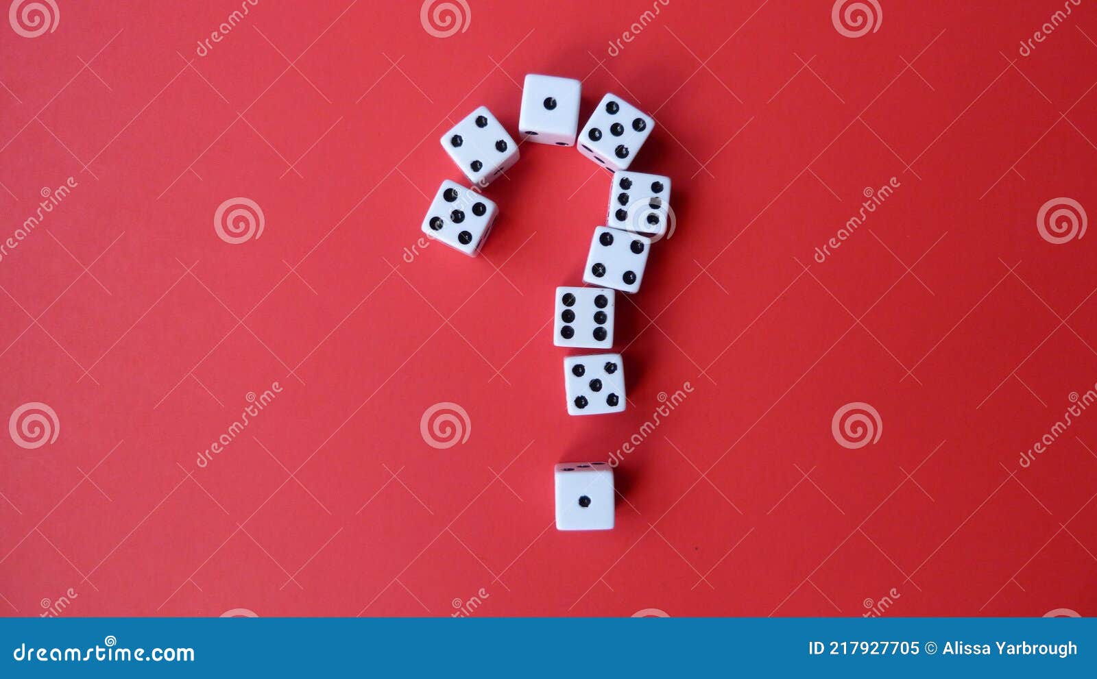Dice in the Shape of a Question Mark on a Red Background Stock Image ...