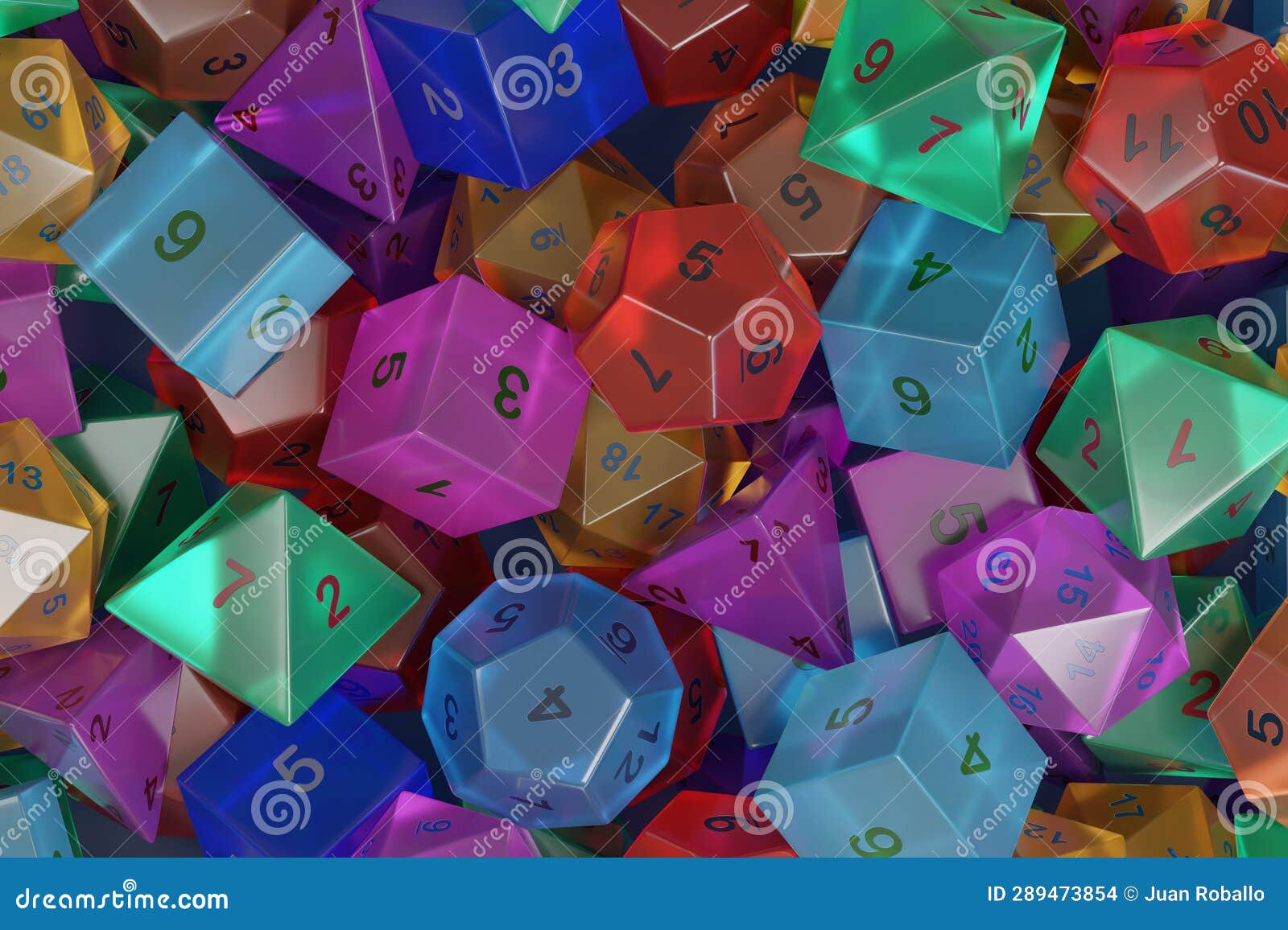 Dice in the Shape of Regular Polyhedrons. Background Stock Illustration ...