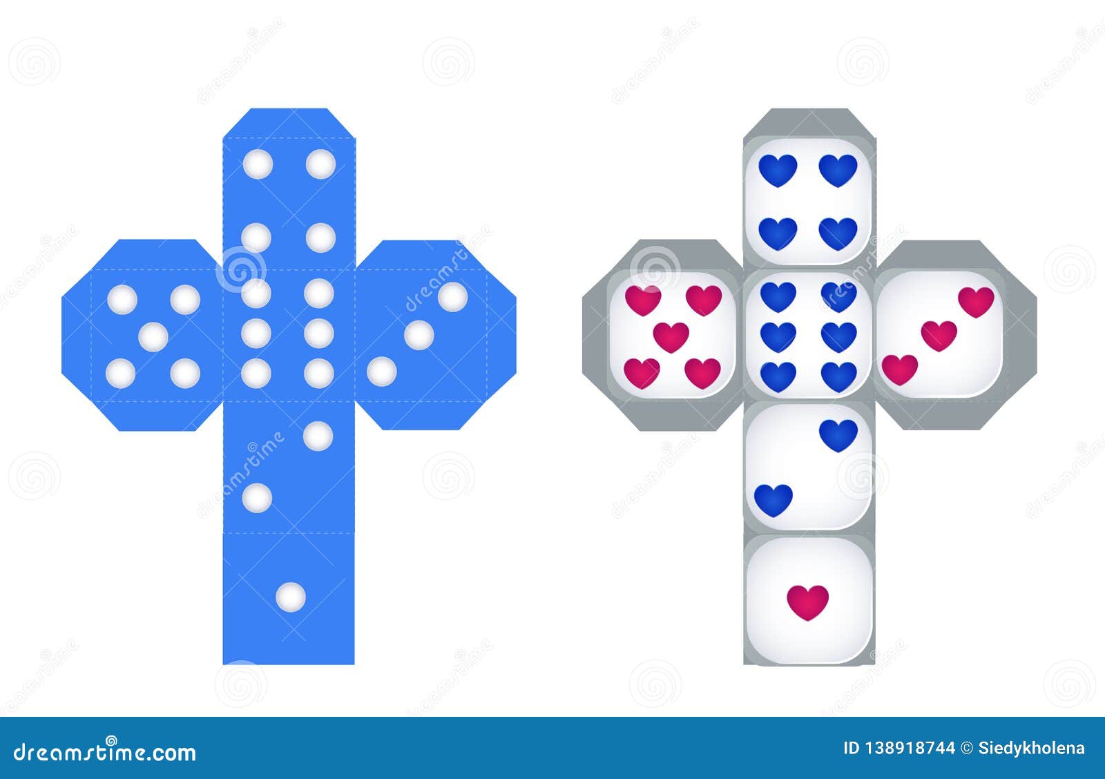 Dice Template Wooden Texture Six Sided Vector Illustration ...