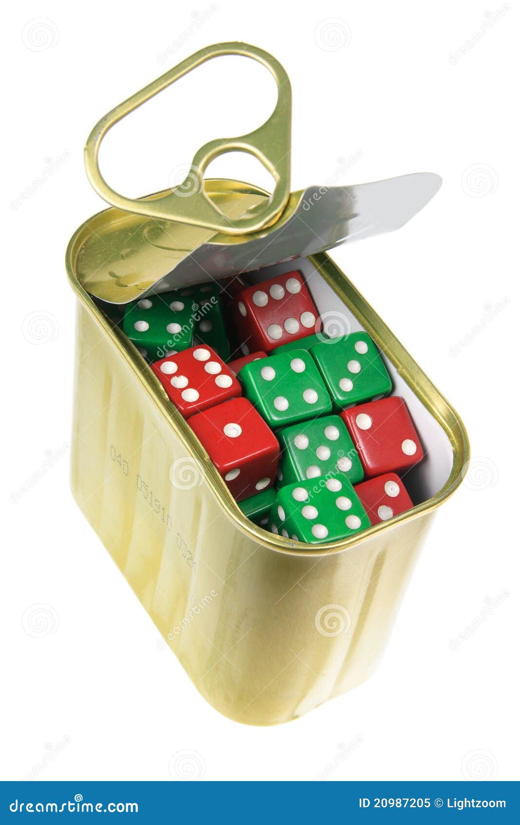 Dice in Tin Can stock image. Image of gain, ringpull - 20987205