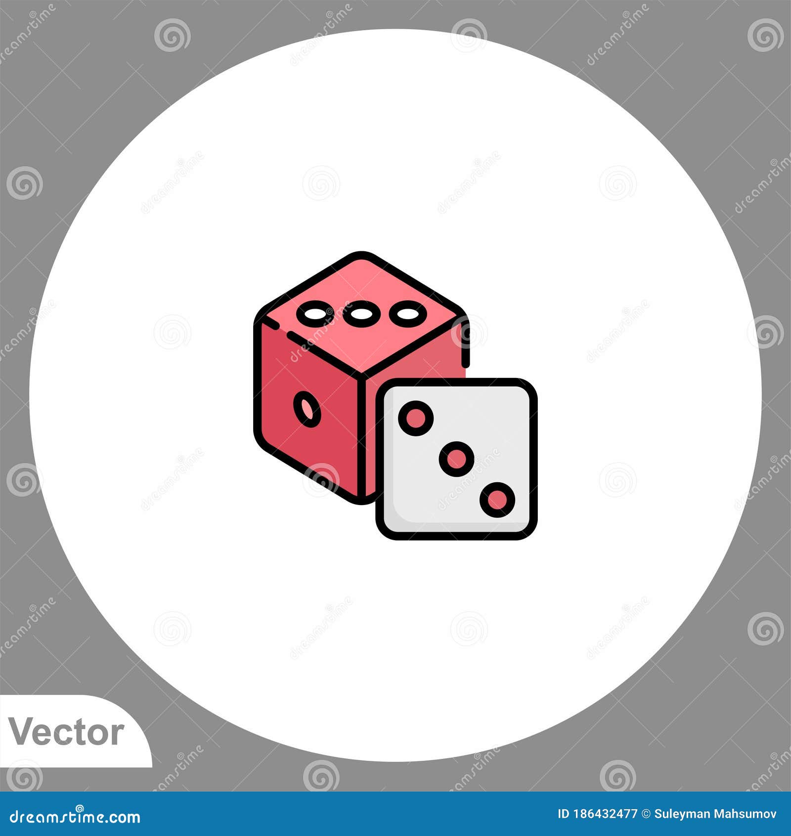 Dice Vector Icon Sign Symbol Stock Vector - Illustration of business ...