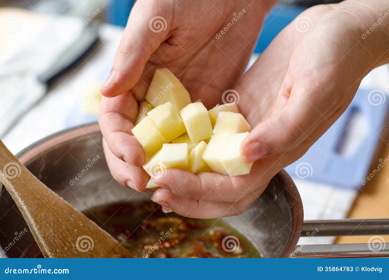 Diced apples stock image. Image of baker, diced, bowl - 35864783