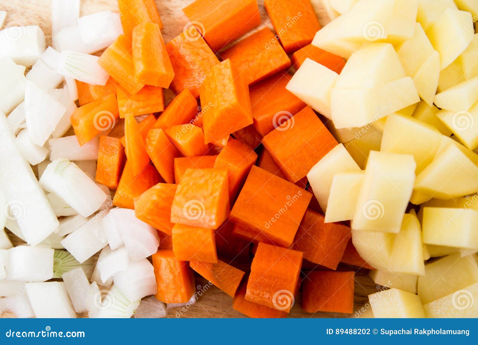 Diced Carrots & Diced Potatoes Stock Photo - Image of closeup, potatos ...
