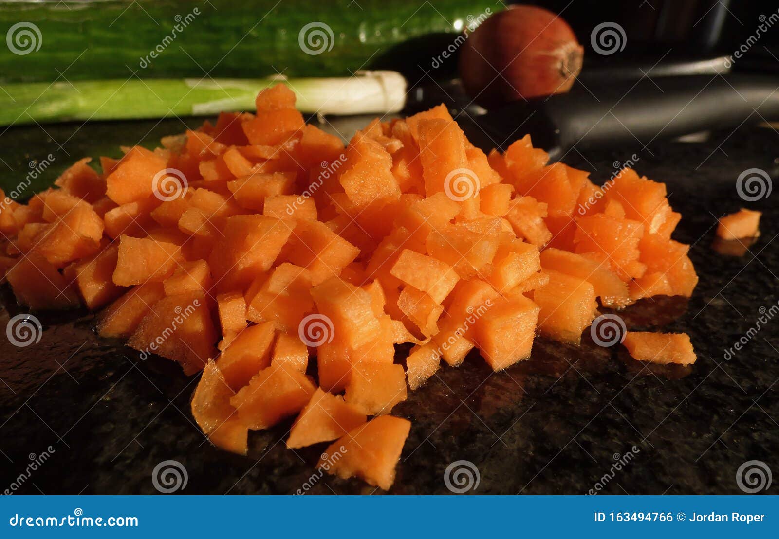 Diced Carrots stock photo. Image of nutrition, cooking - 163494766