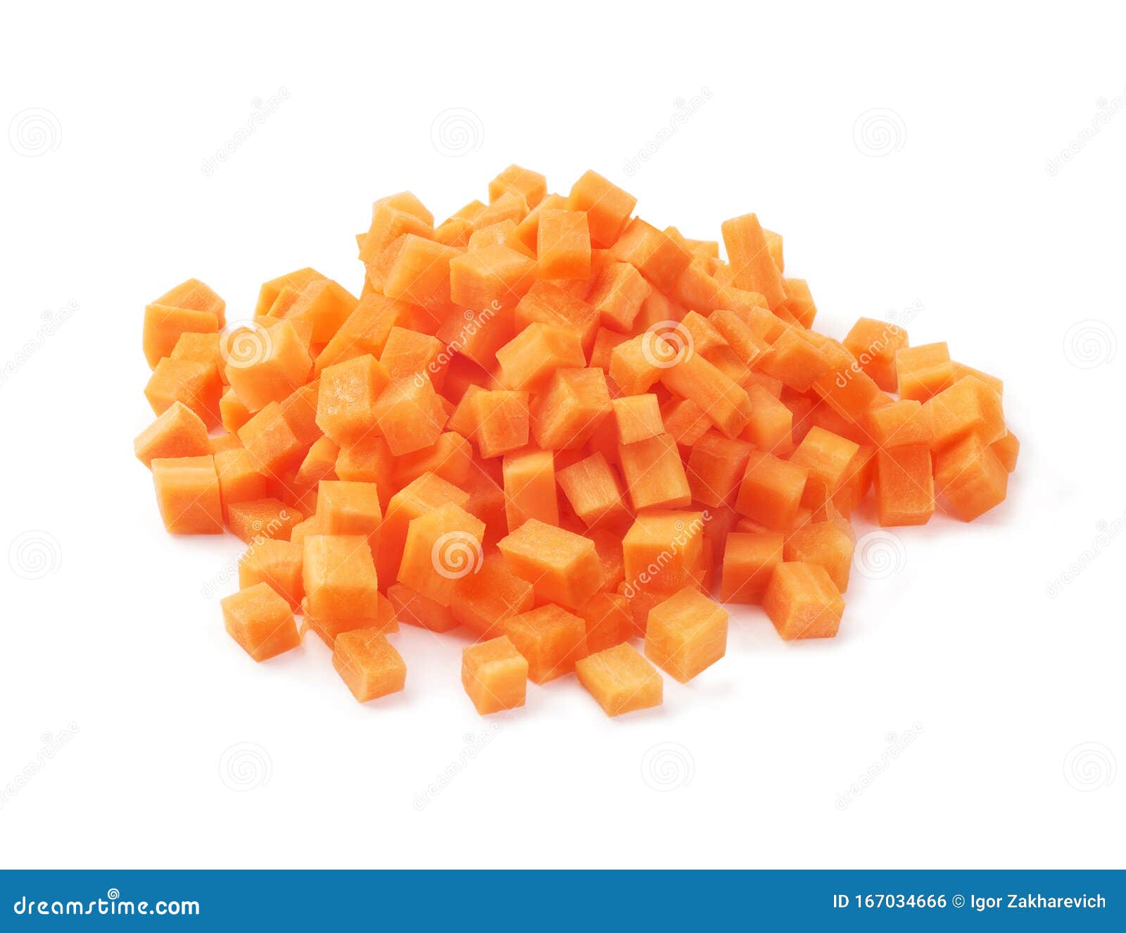 Diced Carrots on a White Background Stock Photo - Image of carrots ...