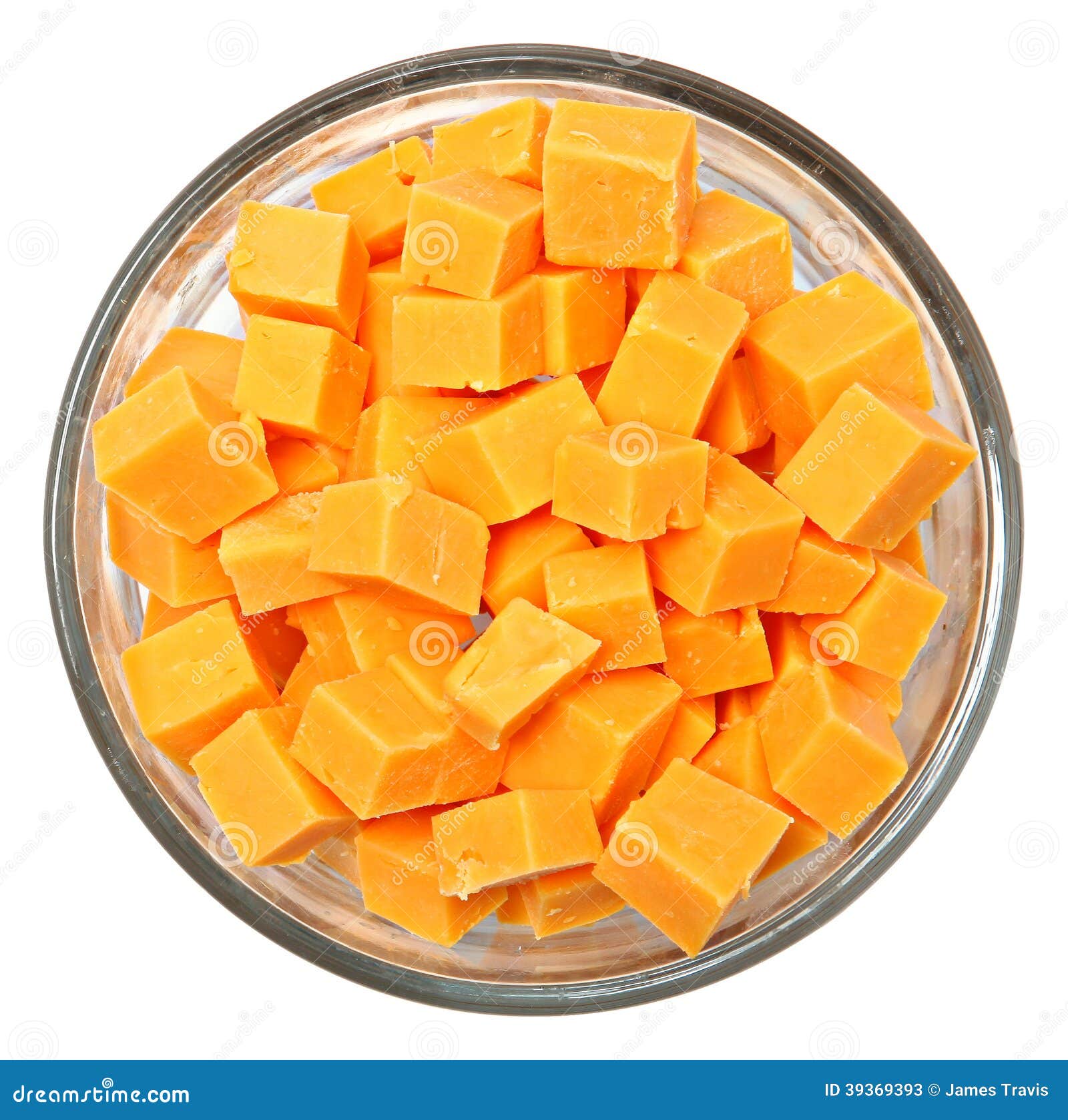 Diced Cheddar Cheese Squares in Bowl Over White Stock Image - Image of ...