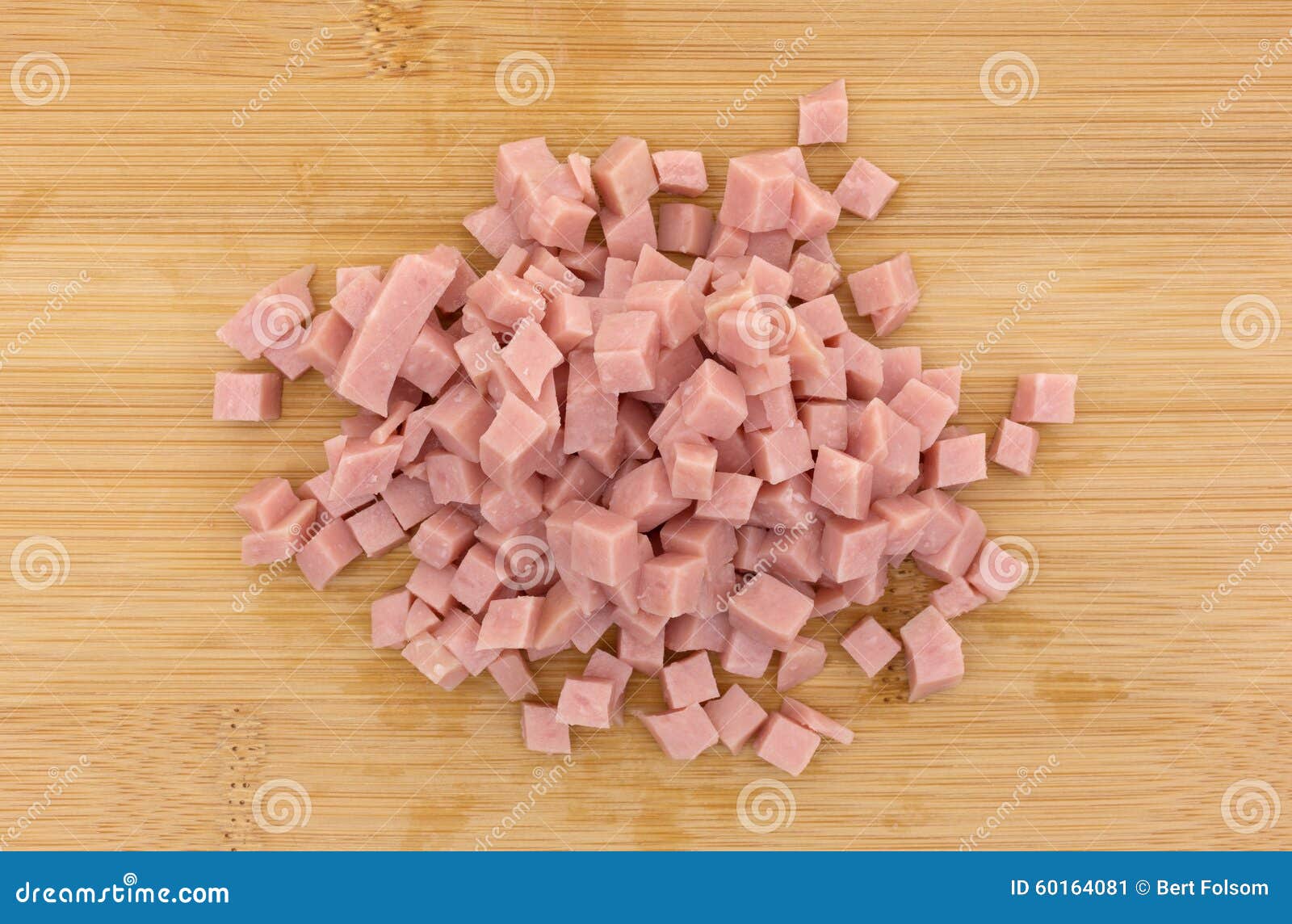 Diced Ham on a Wood Cutting Board Stock Image - Image of salty, diced ...