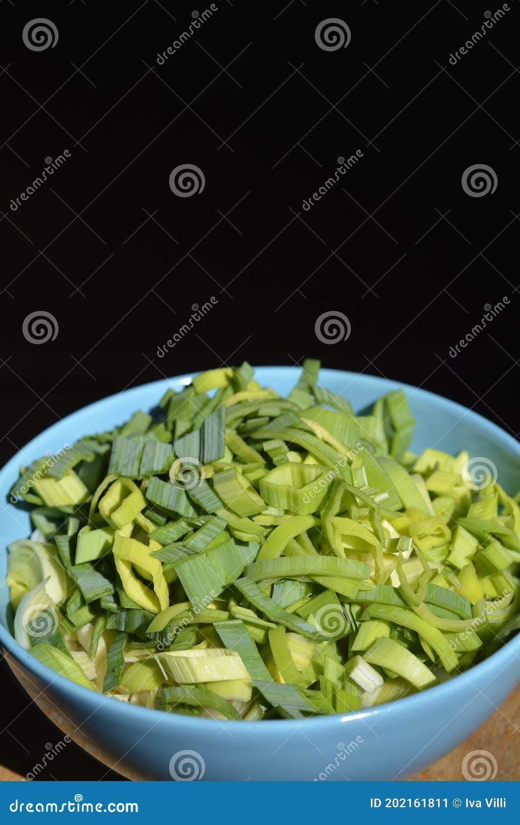 Diced leek stock image. Image of vegetarian, bowl, sliced - 202161811