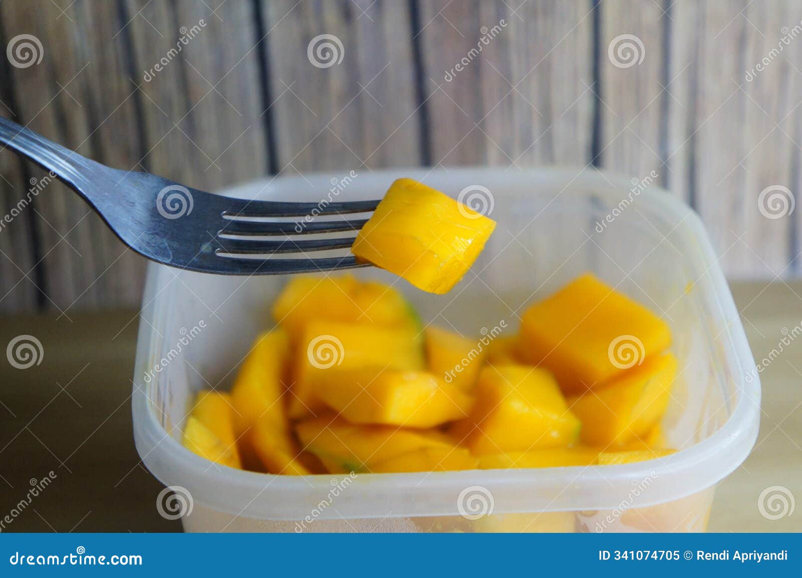 Diced Mango Background, Close-up, in Container. Stock Image - Image of ...