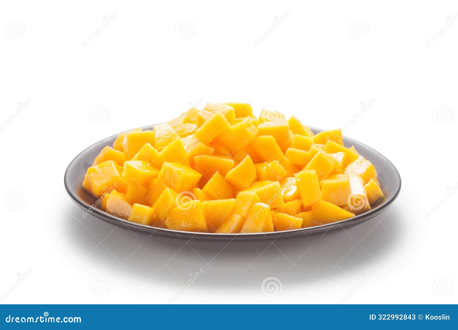 Diced Mango in a Black Plate Stock Image - Image of vegetarian, yellow ...