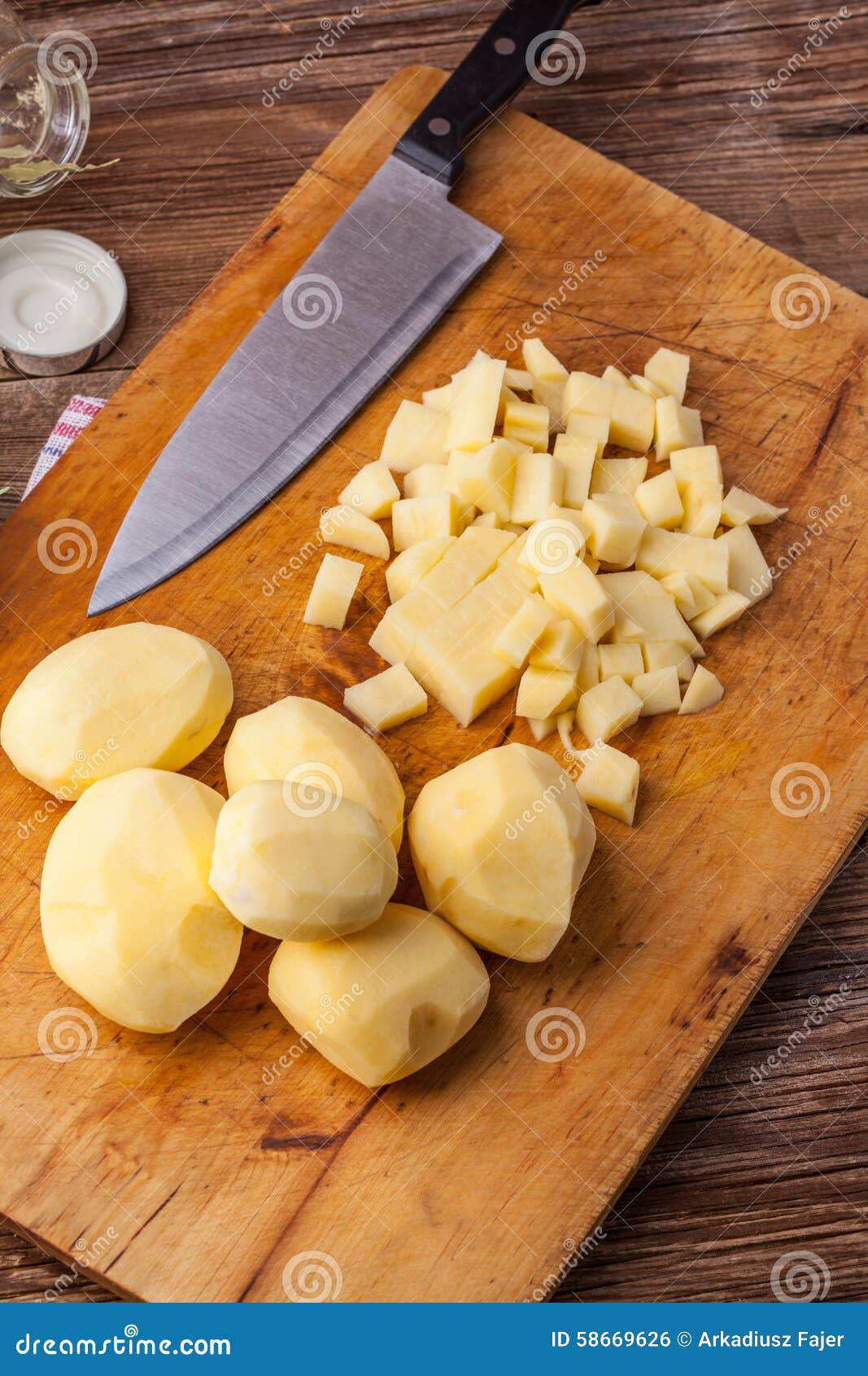 Diced potatoes. stock photo. Image of cooking, yellow - 58669626