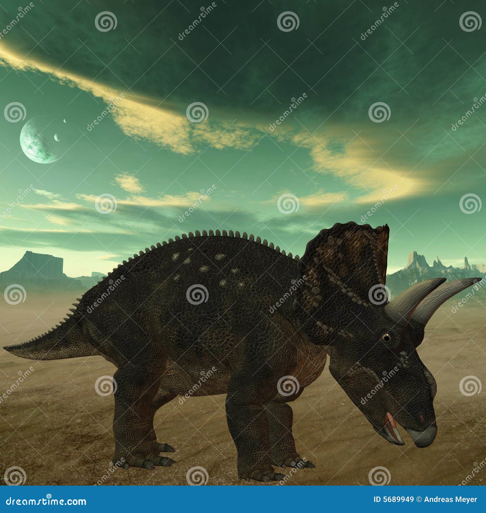 Diceratops-3D Dinosaur stock illustration. Illustration of died - 5689949