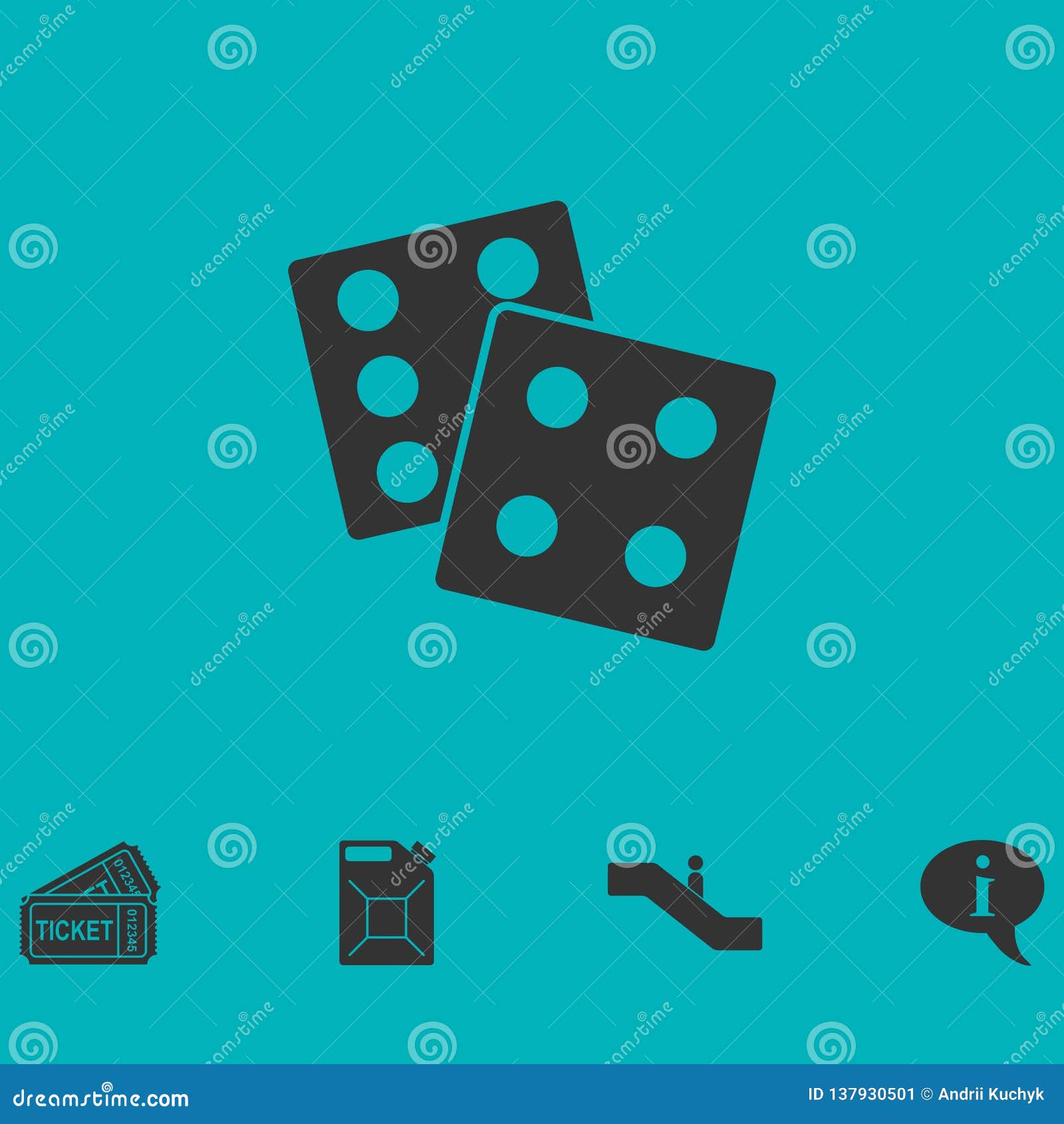 Dices icon flat stock vector. Illustration of icon, betting - 137930501