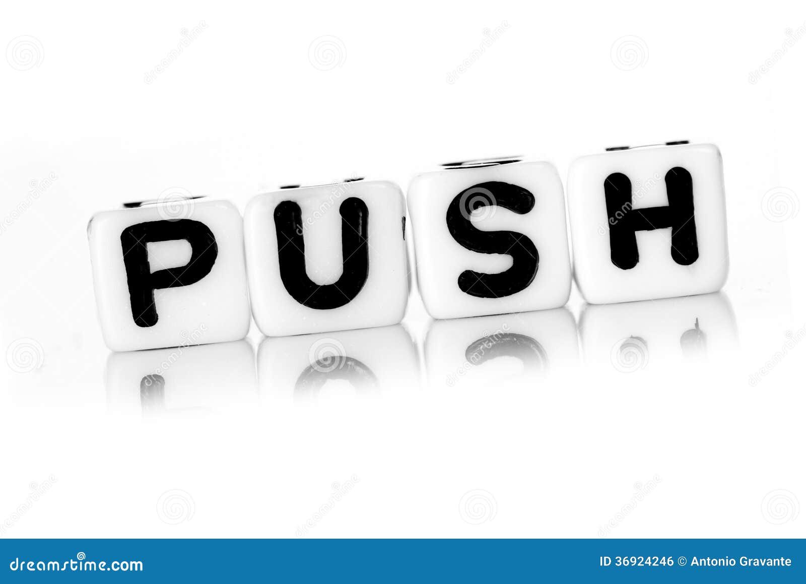 Dices with Letters Forming Word: Push Stock Photo - Image of successful ...