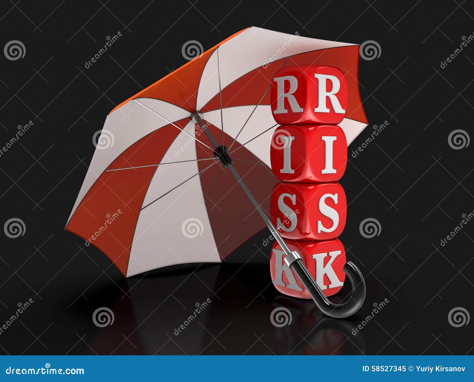 Dices with Risk Under Umbrella (clipping Path Included) Stock ...