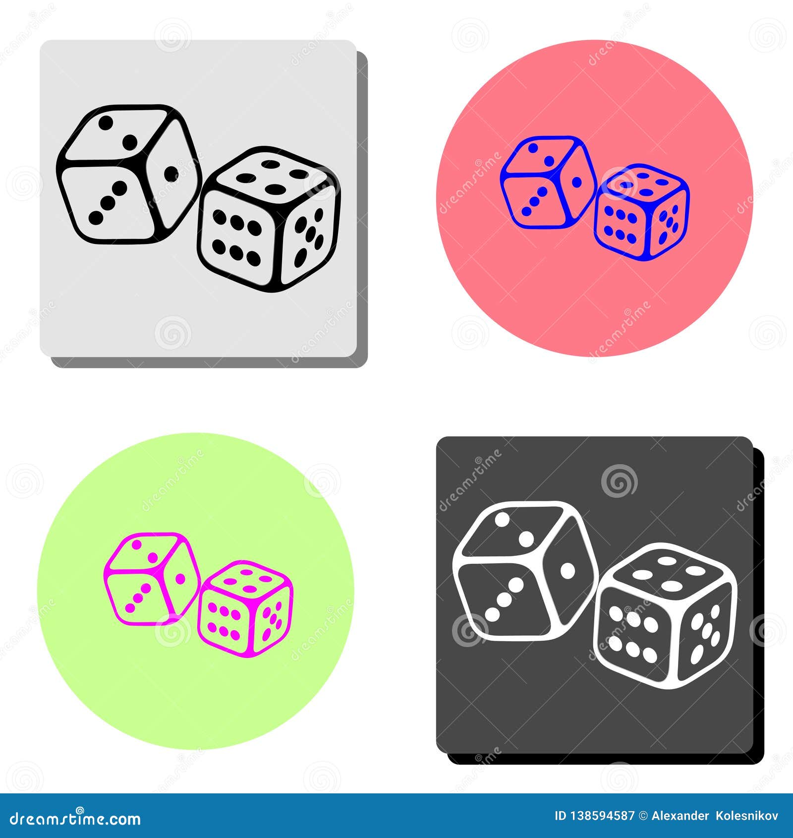 Dices. flat vector icon stock illustration. Illustration of casino ...