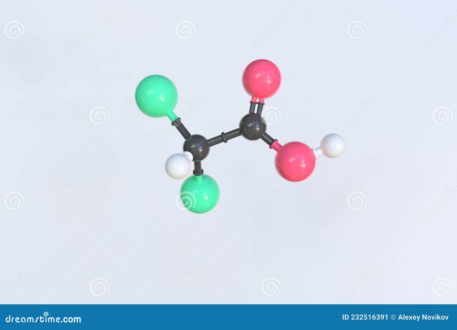 Dichloroacetic Acid DCA, Bichloroacetic Acid BCA, C2H2Cl2O2 Molecule ...