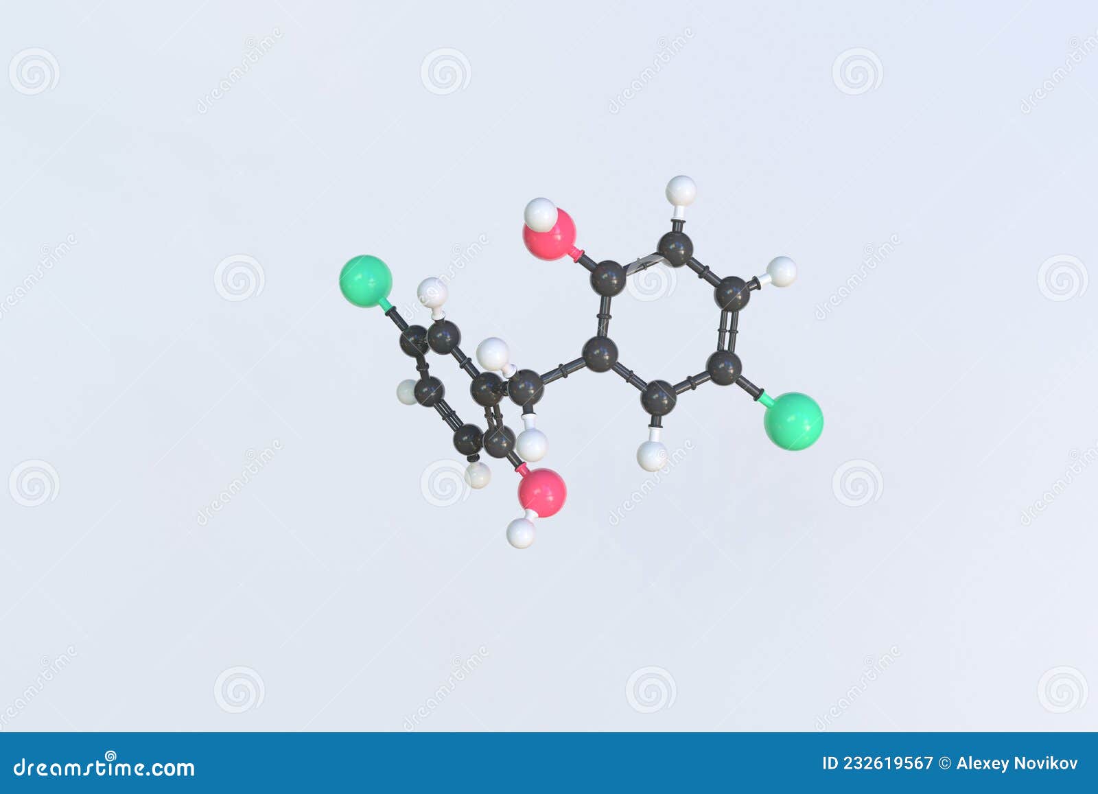 Dichlorophen Molecule, Scientific Molecular Model, Looping 3d Animation ...