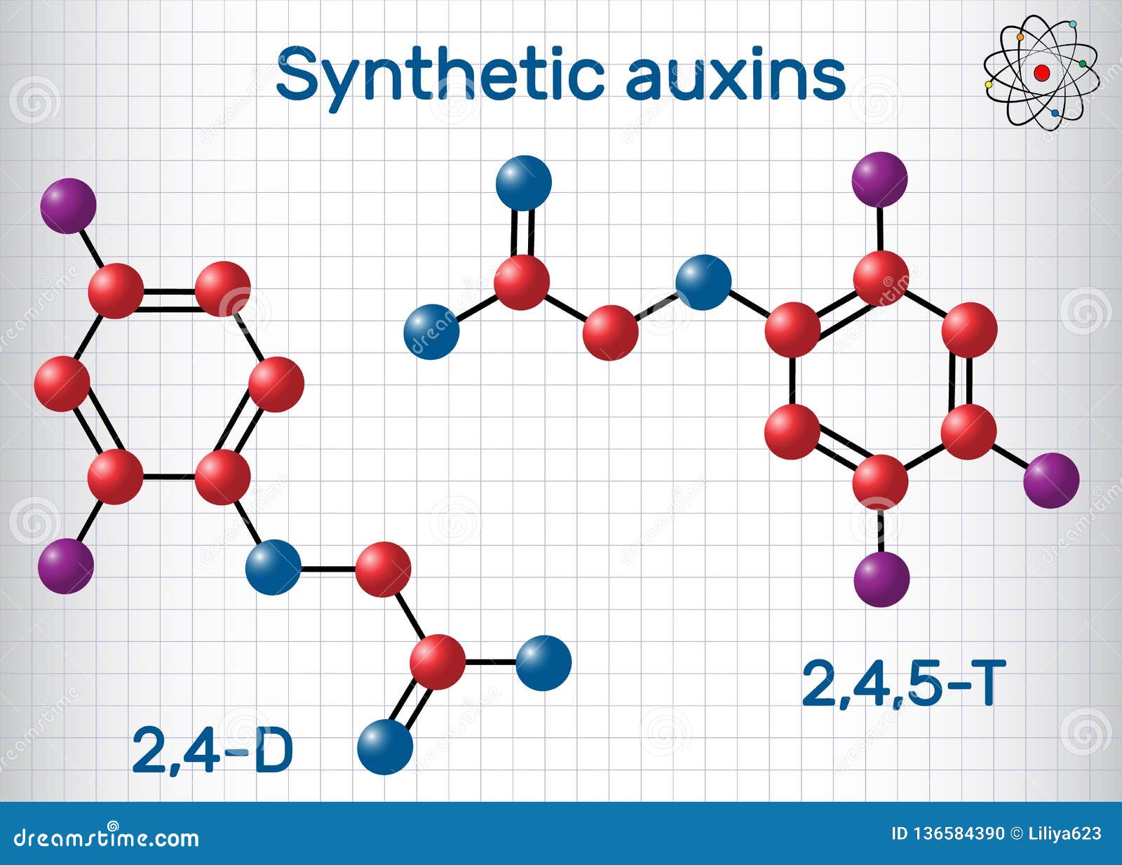 Trichlorophenoxyacetic Acid 2,4,5-T Molecule. Synthetic Auxin. Molecule ...