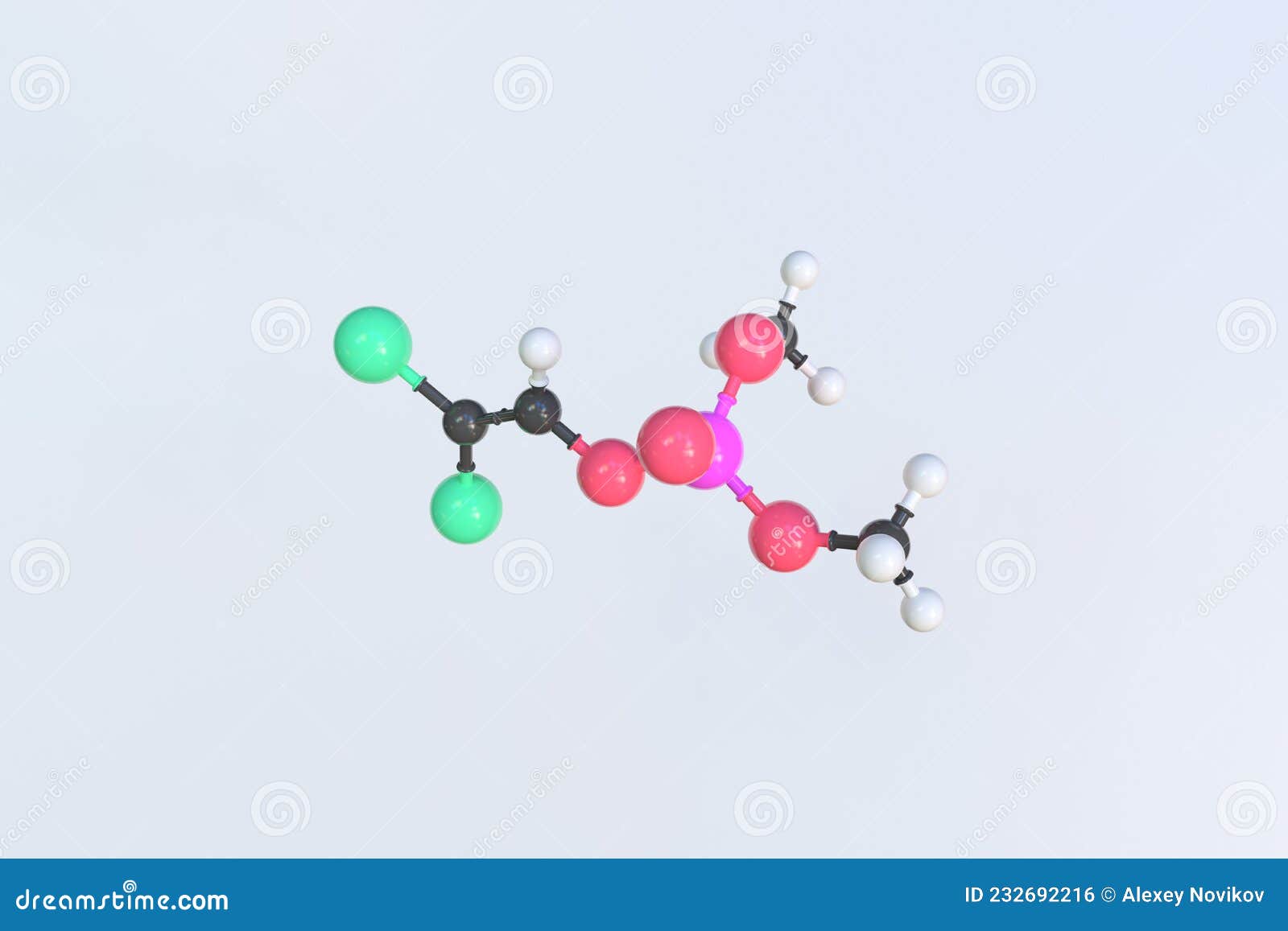 Dichlorvos Molecule Made with Balls, Isolated Molecular Model. 3D ...
