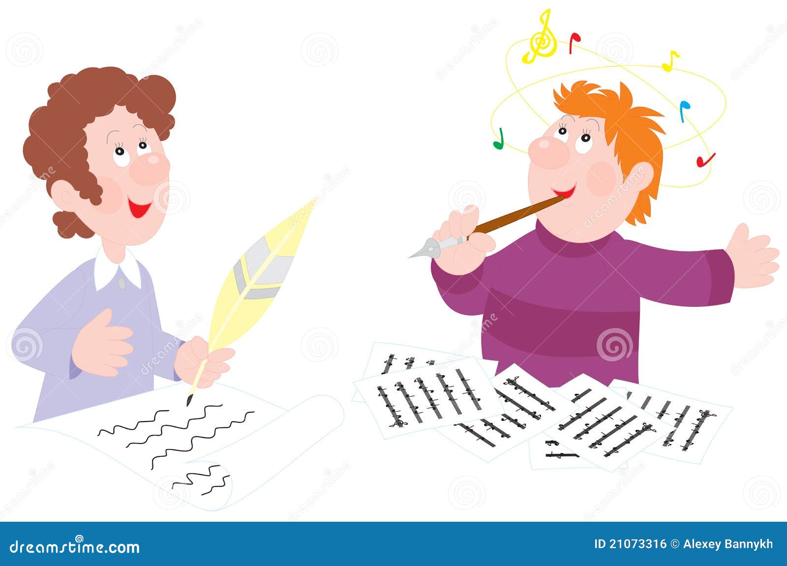 Dichter en componist vector illustratie. Illustration of muziek - 21073316