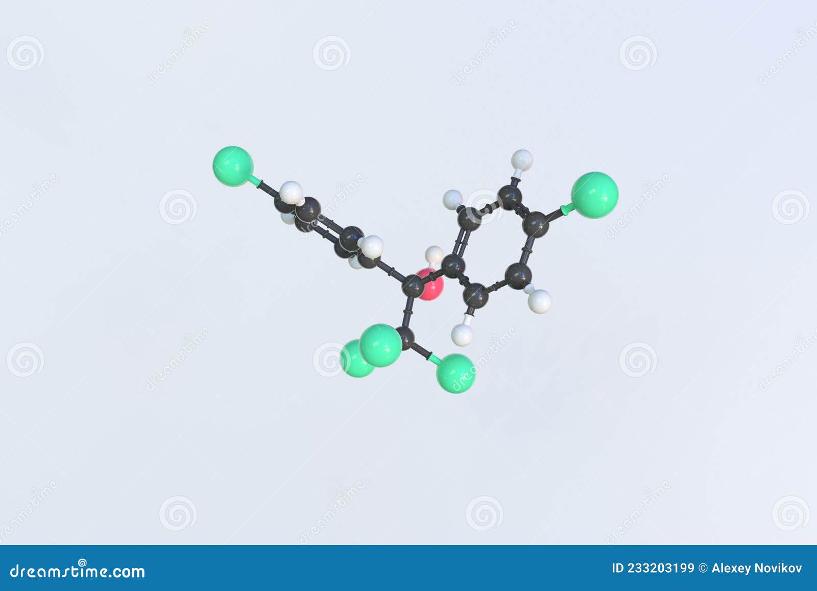 Dicofol Molecule, Isolated Molecular Model. 3D Rendering Stock ...