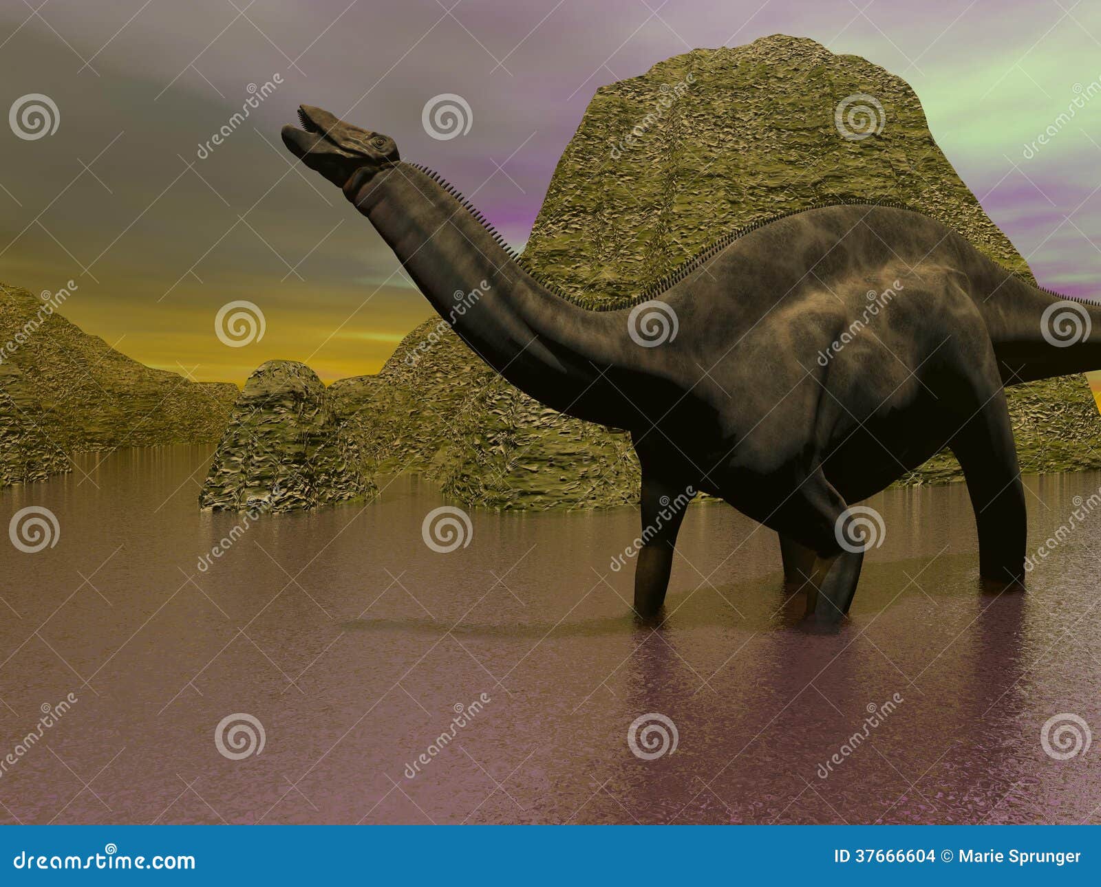 Dicraeosaurus dinosaur stock illustration. Illustration of full - 37666604