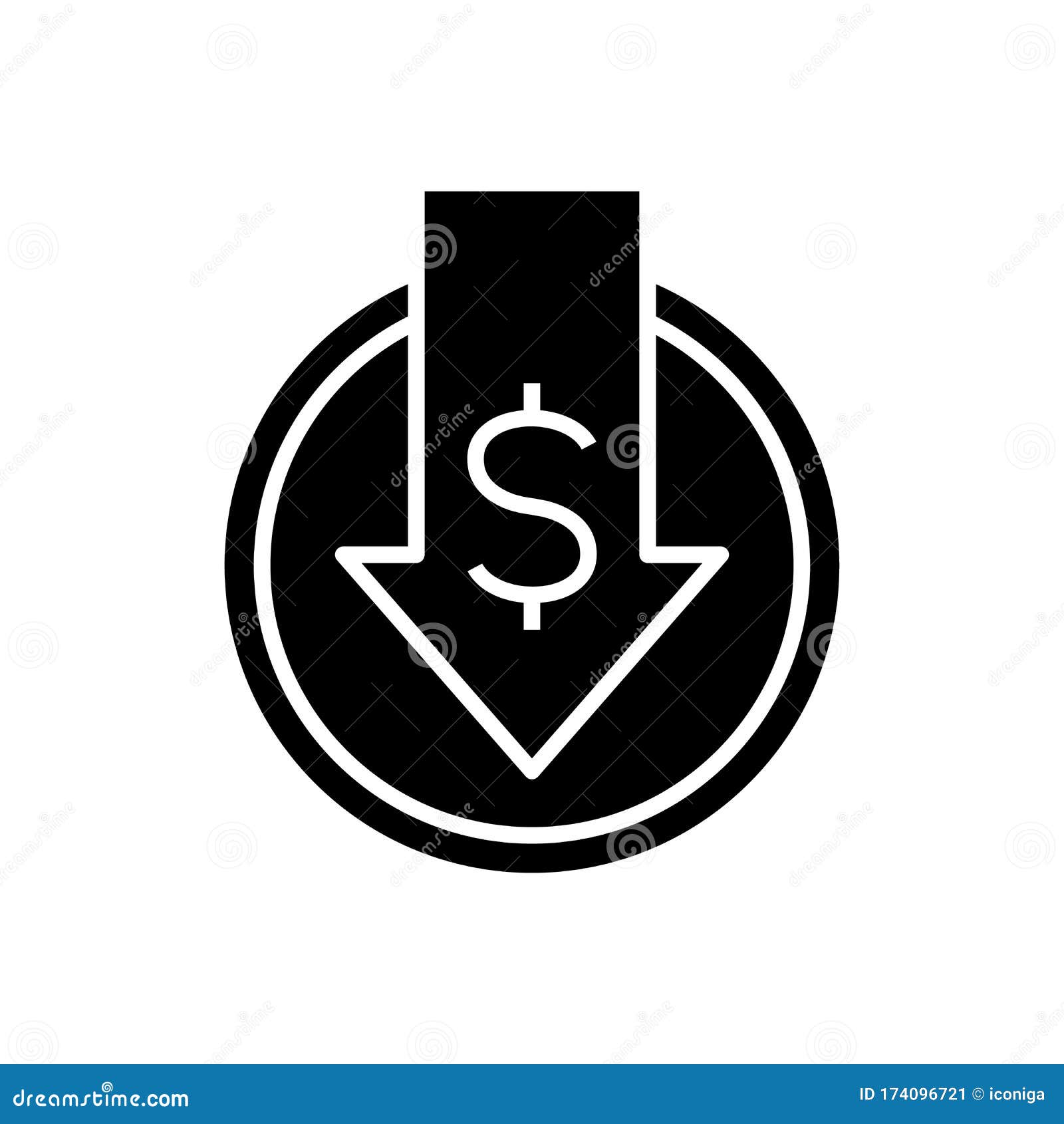 Dicrease Profits Black Icon, Concept Illustration, Vector Flat Symbol, Glyph Sign. Stock ...