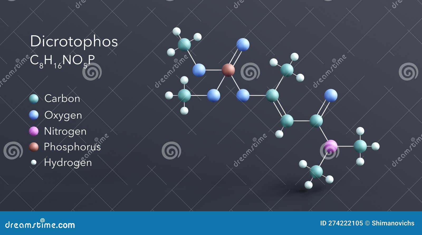 Dicrotophos Molecule, Molecular Structure, Organophosphate ...