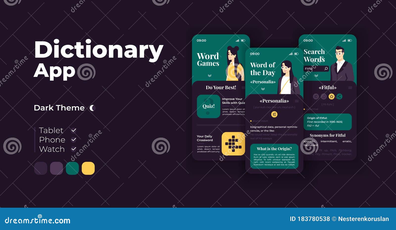 Dictionary App Cartoon Smartphone Interface Vector Templates Set Stock ... Dictionary App Cartoon Smartphone Interface Vector Templates Set Stock ...