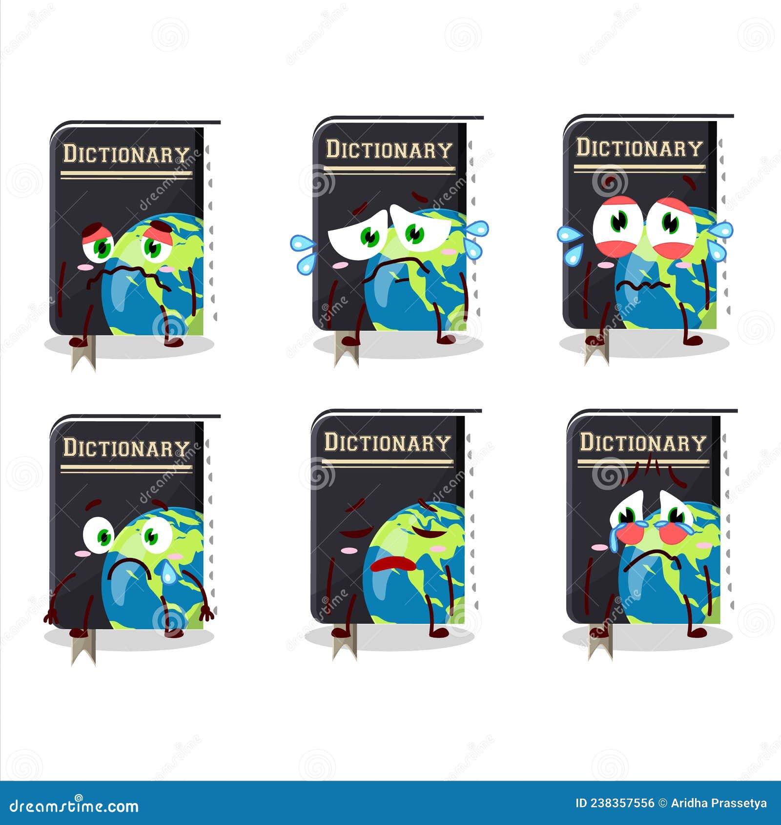 Dictionary Book Cartoon Character with Sad Expression Stock Vector ...