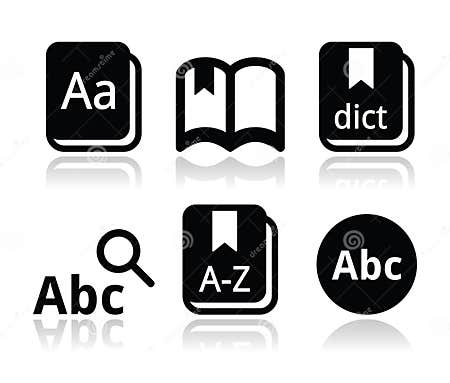 Dictionary book icons set stock illustration. Illustration of bookmark ...